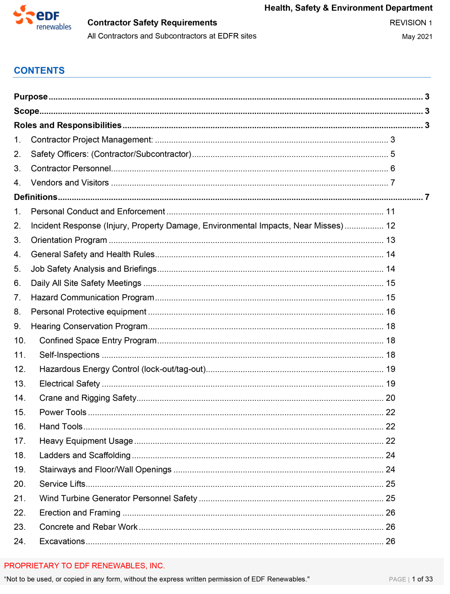 Ethics and Safety Requirements - EDF Renewables North America